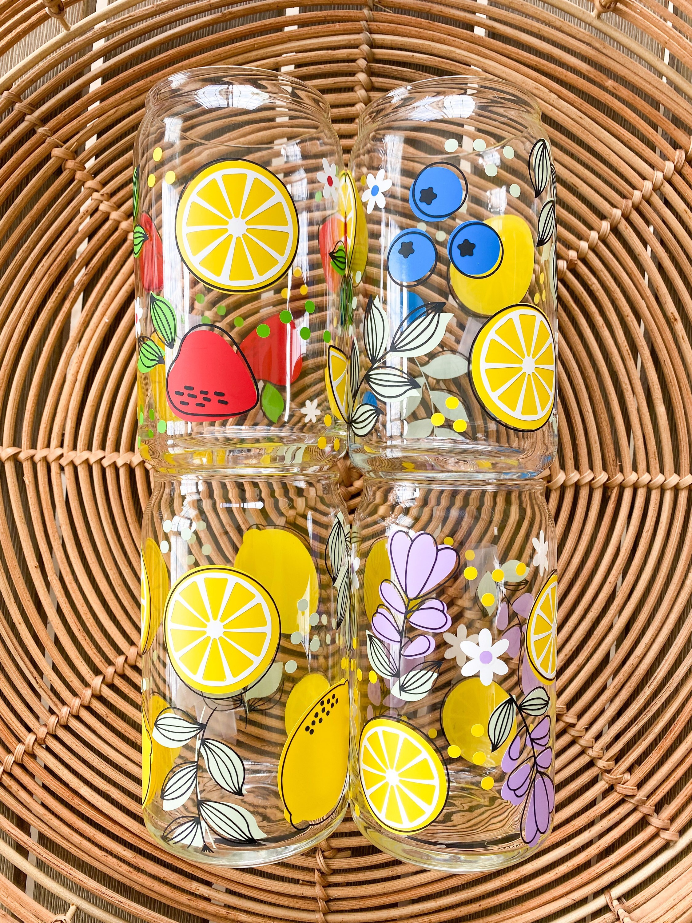 Lemons and Blueberries Glass Blueberry Lemonade Beer Can - Etsy