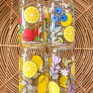 Lemon Glass Can, Lemon Glass, Lemon Glass Cup, Lemon Glassware, Lemon ...