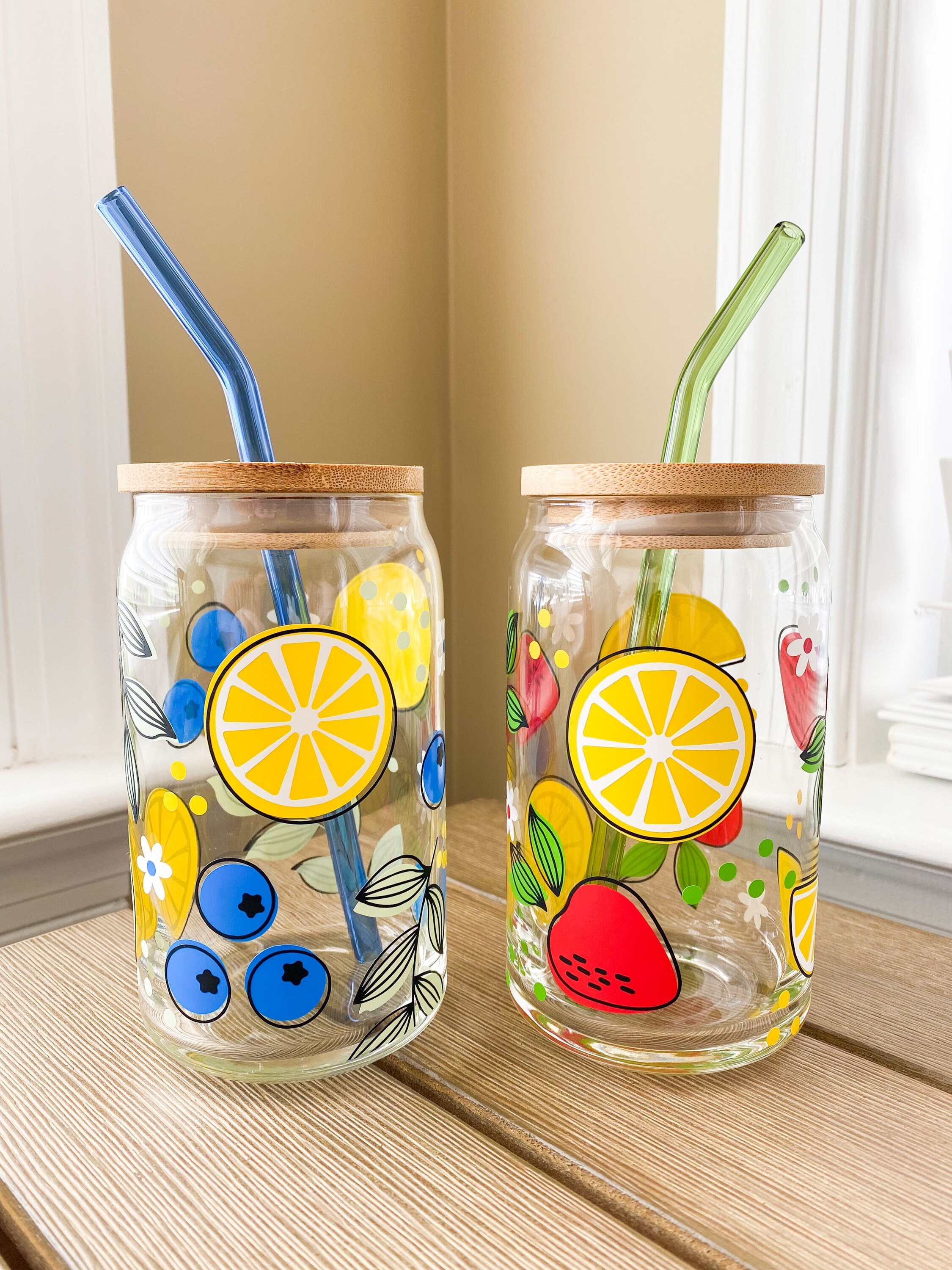 Lemons and Blueberries Glass Blueberry Lemonade Beer Can - Etsy