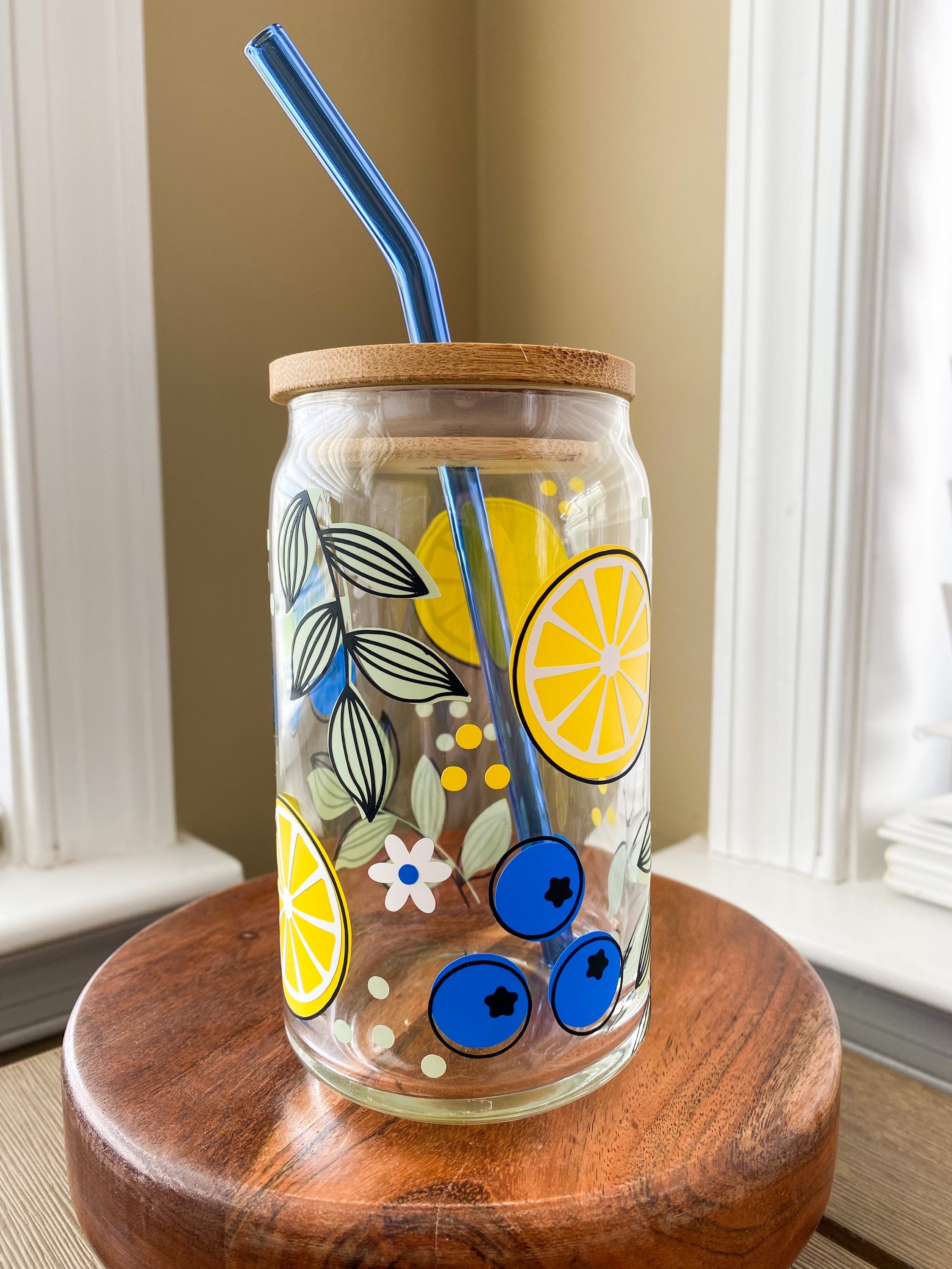 Lemons and Blueberries Glass Blueberry Lemonade Beer Can - Etsy