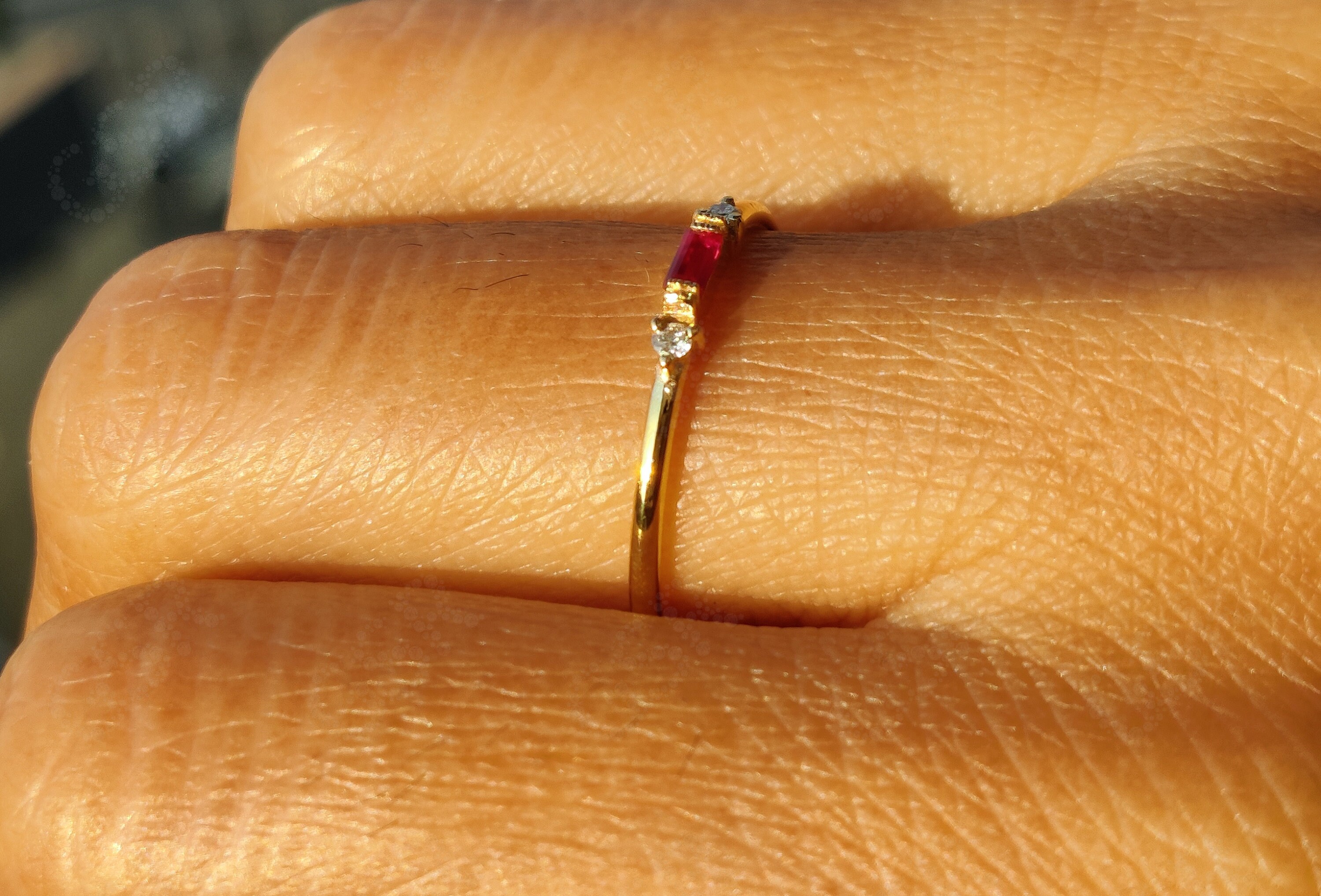 Stackable Birthstone Rings / 14K Gold Ruby Ring / Baguette - Etsy
