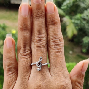 Musical Note Ring / 14K Gold Music Symbol Ring / Moissanite Diamond ...
