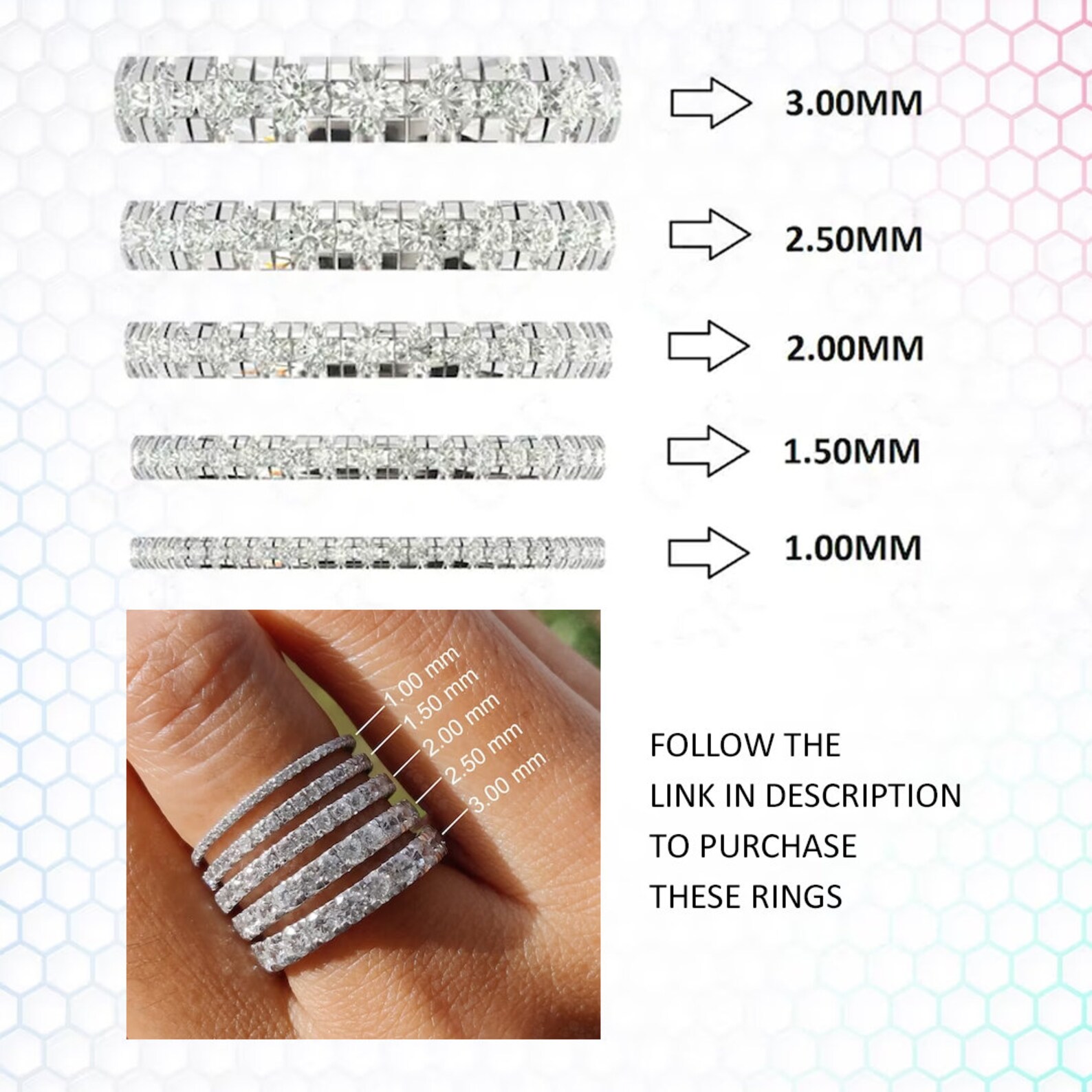 Floating Bubble Wedding Band Women / Single Prong Set Full Eternity ...