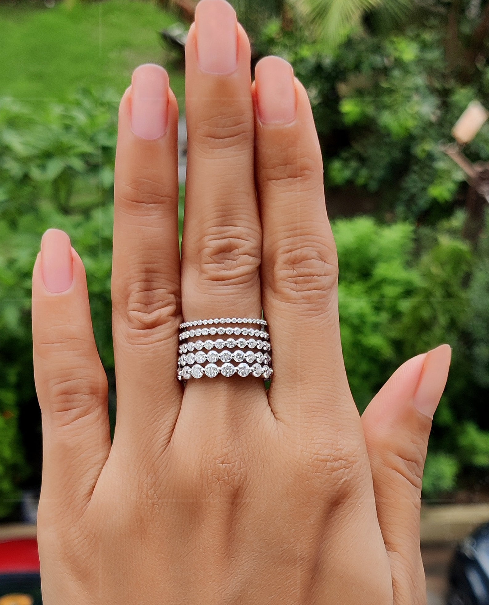 Floating Bubble Wedding Band Women / Single Prong Set Full Eternity ...