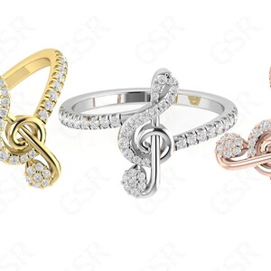 Musical Note Ring / 14K Gold Music Symbol Ring / Moissanite Diamond ...