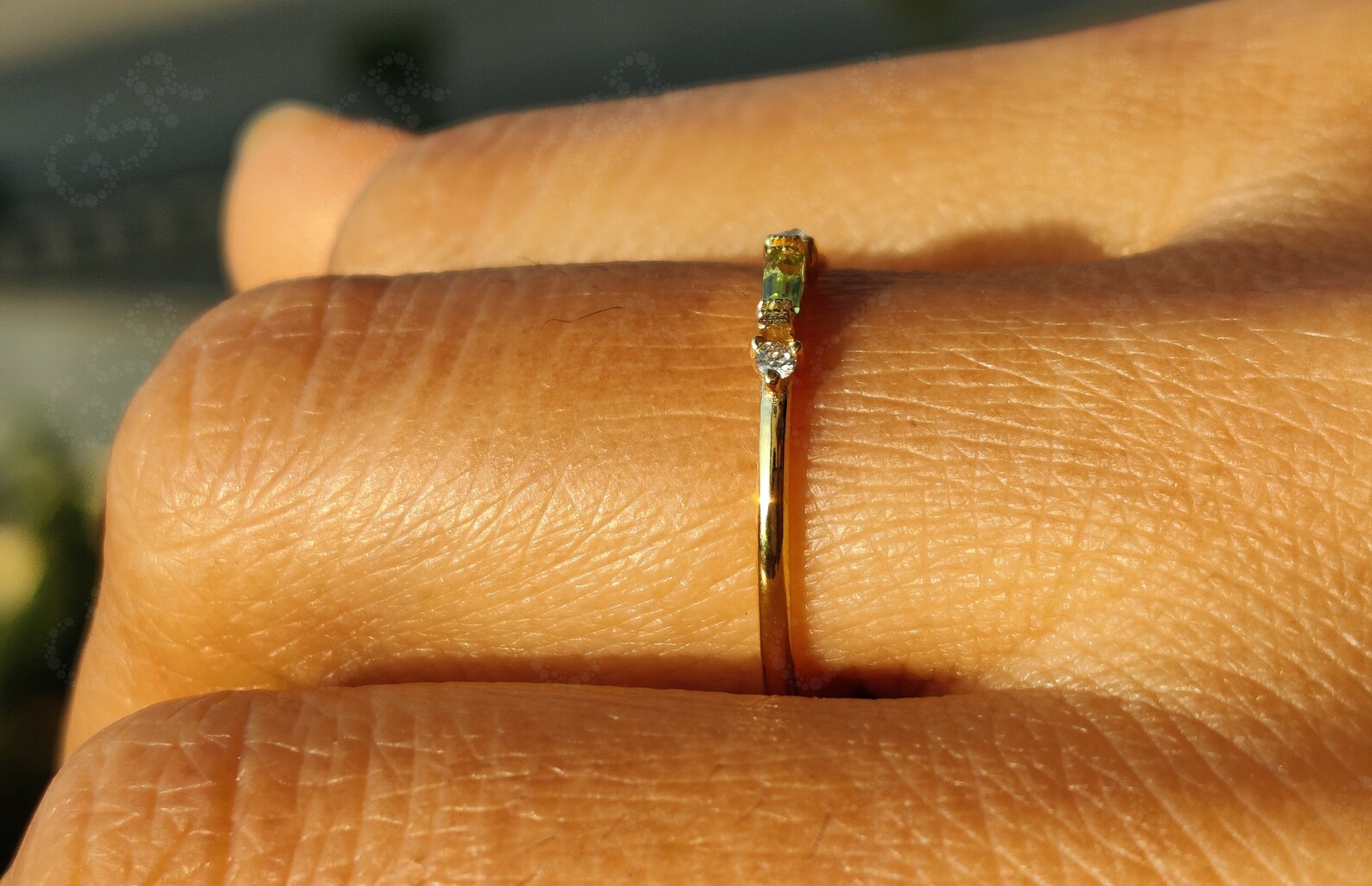 Stackable Birthstone Rings / 14K Gold Peridot Ring / Baguette | Etsy