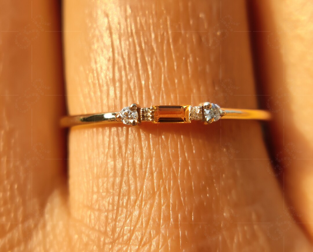 Citrine Stackable Rings for Women, Yellow Stone November Birthstone ...