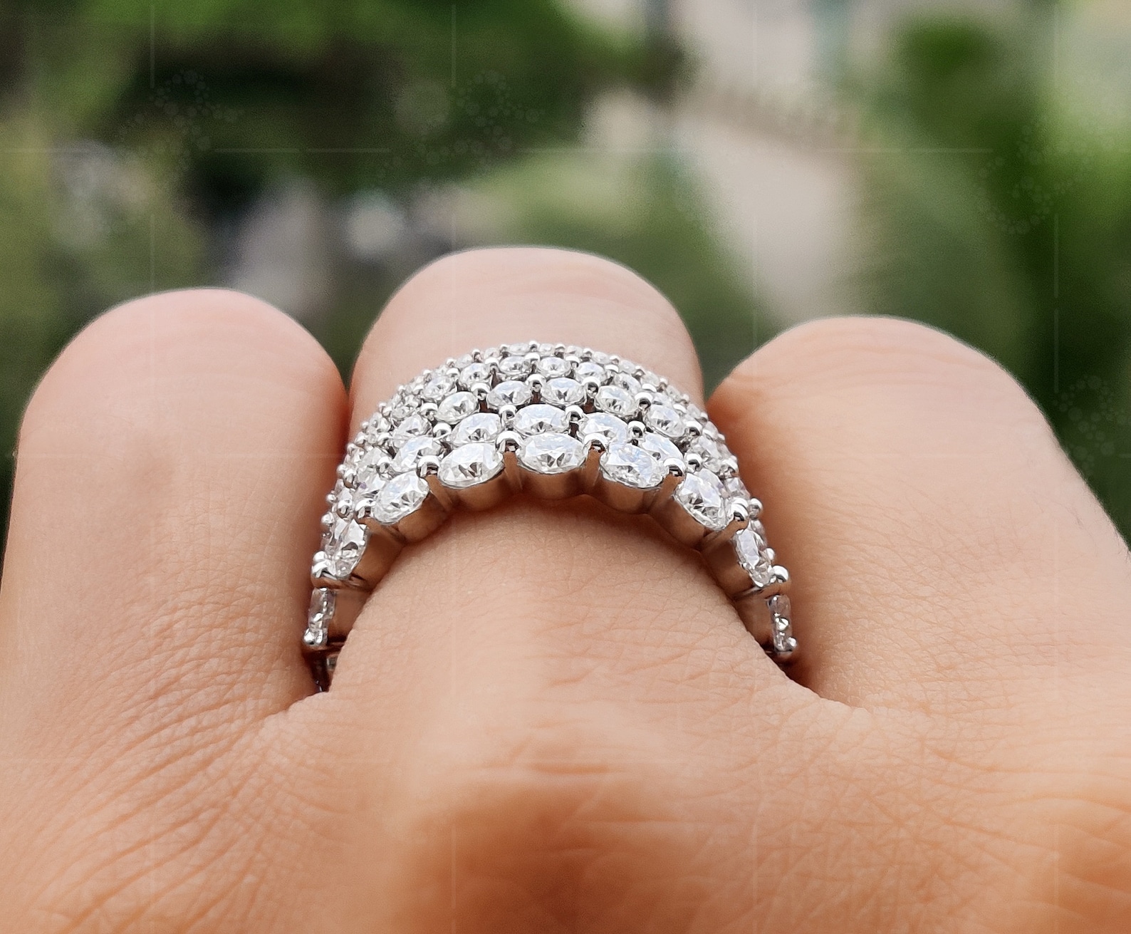 Floating Bubble Wedding Band Women / Single Prong Set Full Eternity ...