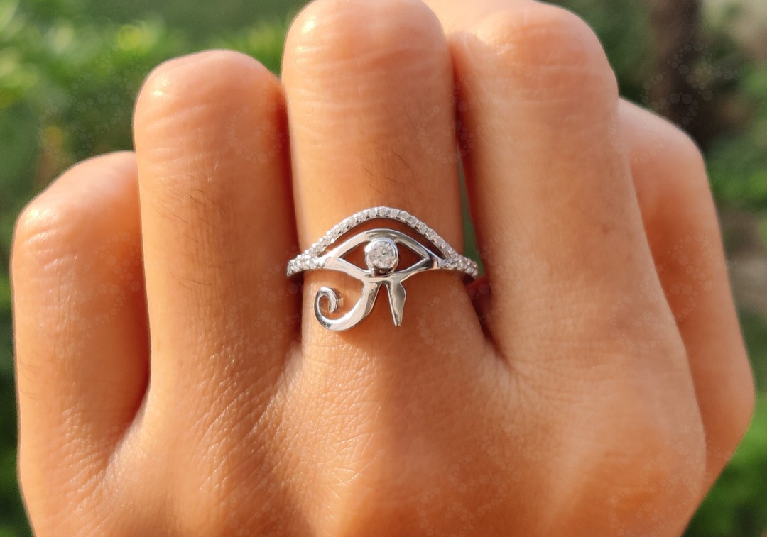 Eye of Ra Ancient Egyptian Ring, 14K Gold Minimalist Cultured Diamond ...
