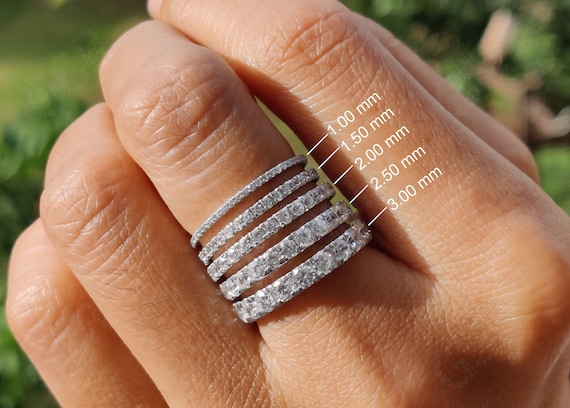 14K Solid Gold Lab gewachsen Diamant voller Eternity Band Lab Diamant Pave Ring Pave Hochzeitsband Stapelring fur Frauen Etsy