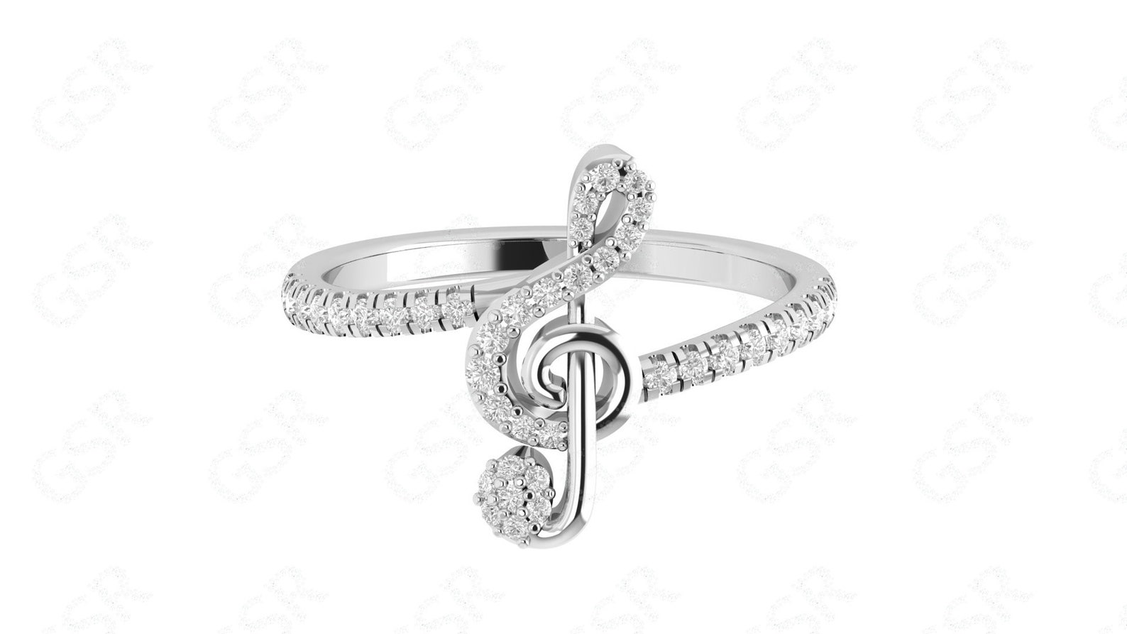 Musical Note Ring / 14K Gold Music Symbol Ring / Moissanite - Etsy