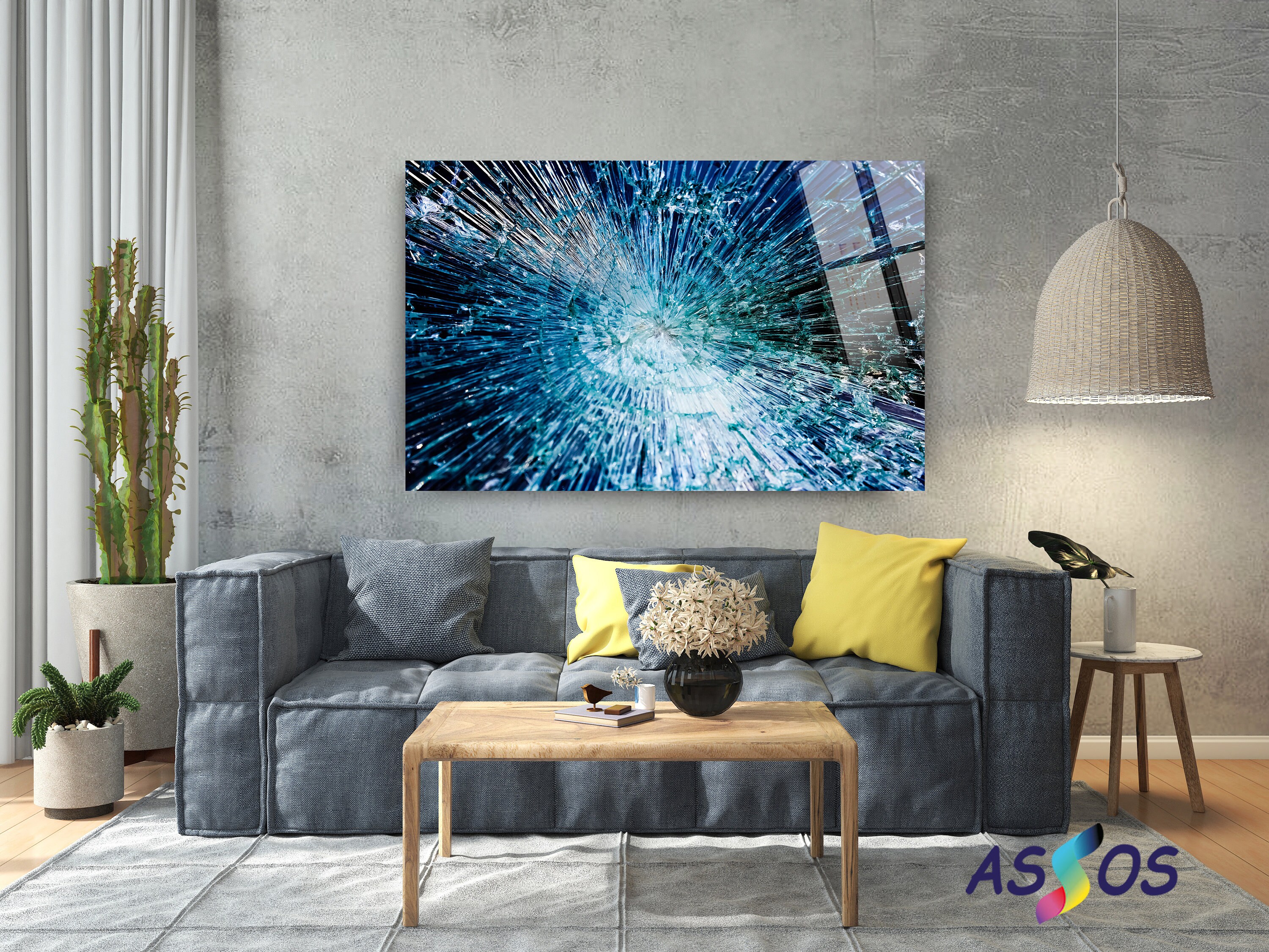 Broken Glass Look Abstract Art Tempered Glass Art Wall Cracked - Etsy ...