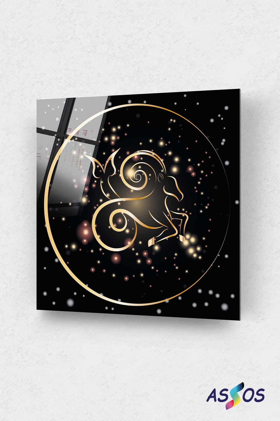 Gold Horoscopes on Black Tempered Glass Wall Art Rising Sign - Etsy