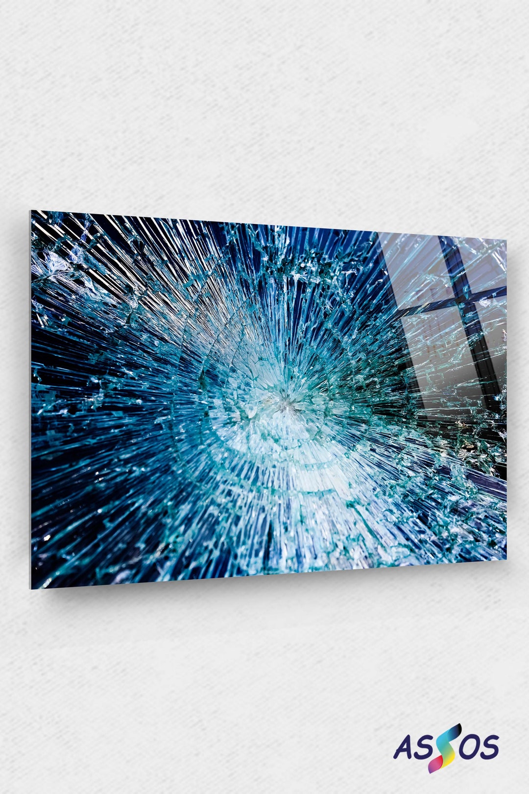 Broken Glass Look Abstract Art Tempered Glass Art Wall Cracked - Etsy ...