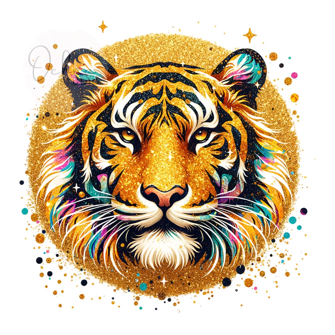 Sparkly Tiger PNG, Gold Tiger Png, Mascot Png, Glitter Tiger Png, Tiger ...