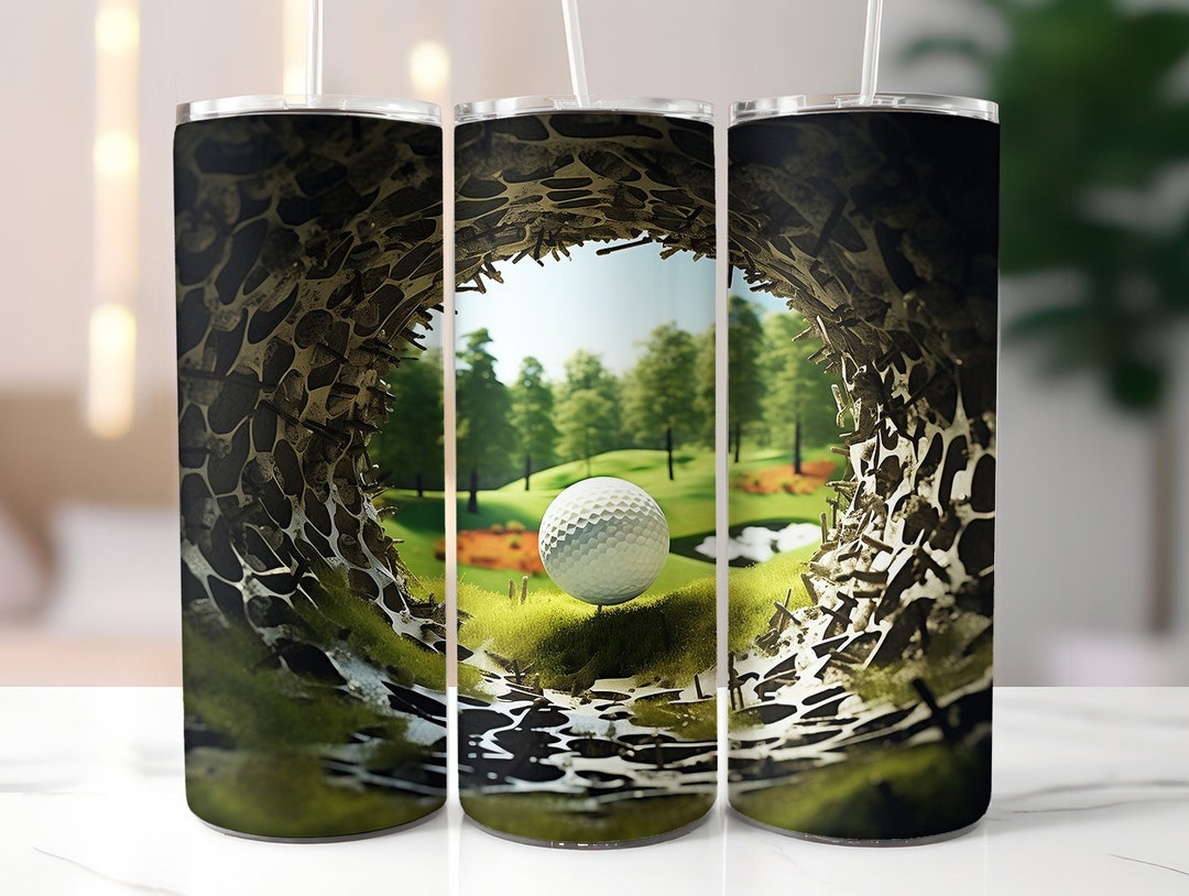 3D Golf Crack Wall Tumbler Wrapped, Golf Balls Tumbler Sublimation ...