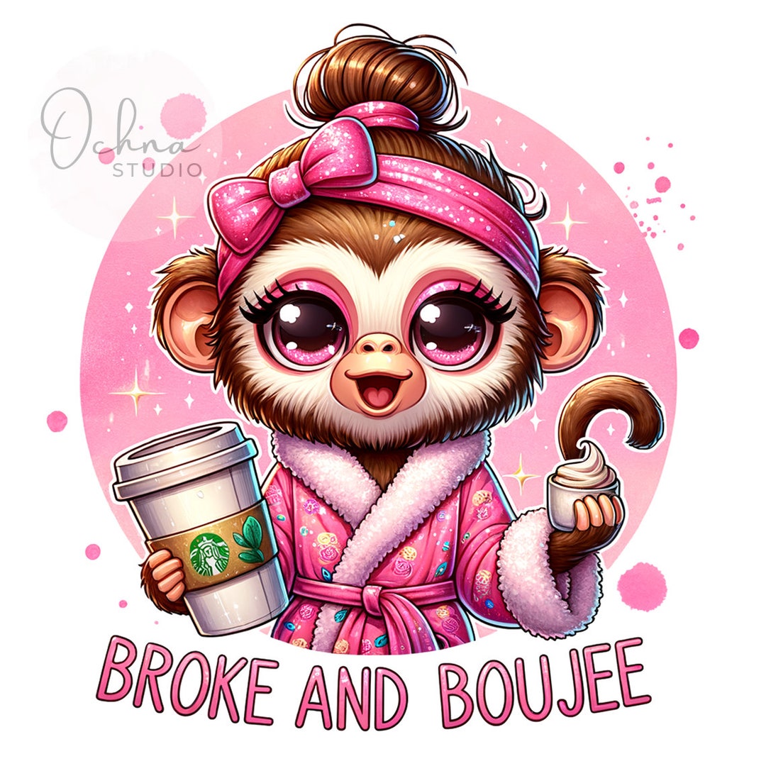 Cute Monkey Png, Broke and Boujee Clipart, Monkey Clipart, Broke and ...
