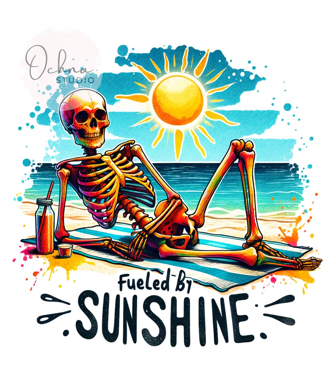 Fueled by Sunshine PNG, Beach Skeleton Clipart, Sarcastic PNG, Summer ...