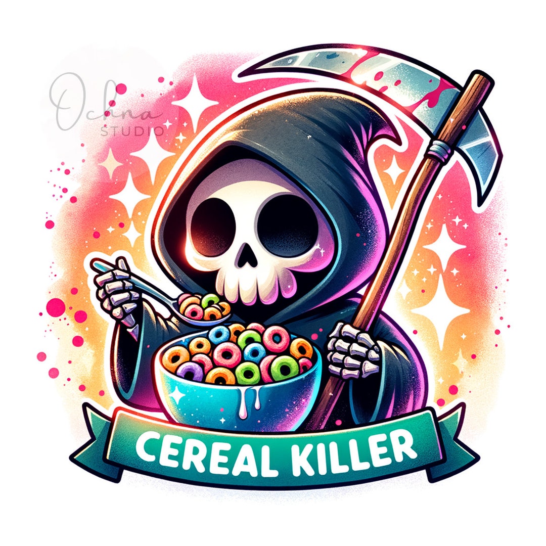 Cereal Killer PNG, Sarcastic Skeleton, Grim Reaper Clipart, True Crime ...