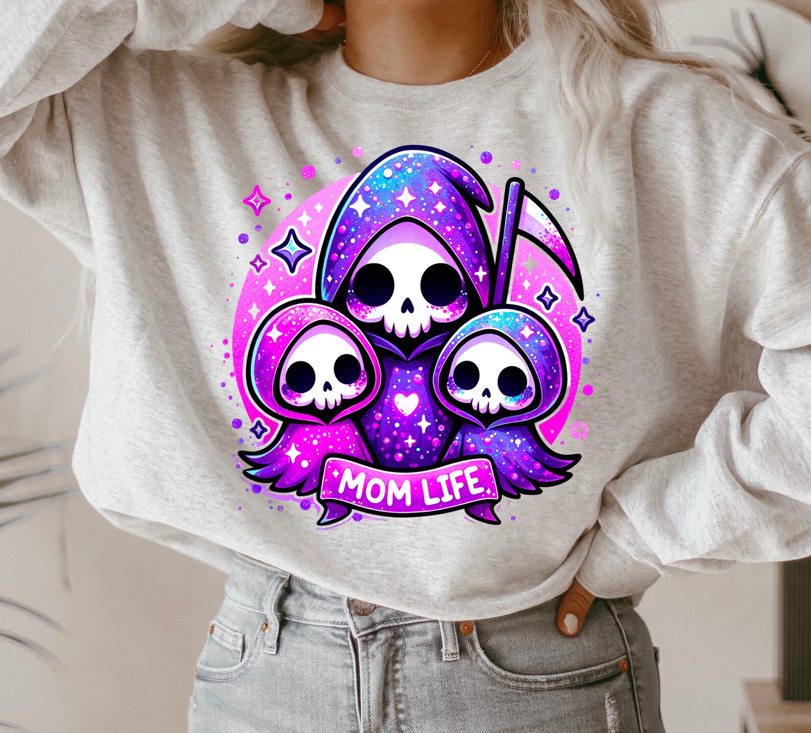 Mom Life PNG, Grim Reaper Skeleton Mom Clipart, Mom Skull PNG Design ...