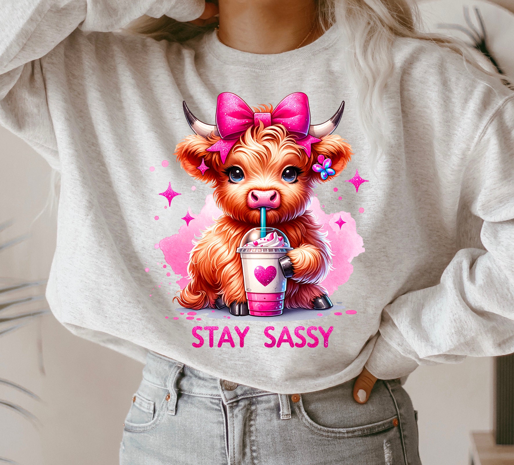 Stay Sassy Highland Cow PNG, Snarky Heifer Cow Clipart, Moody, Coffee ...
