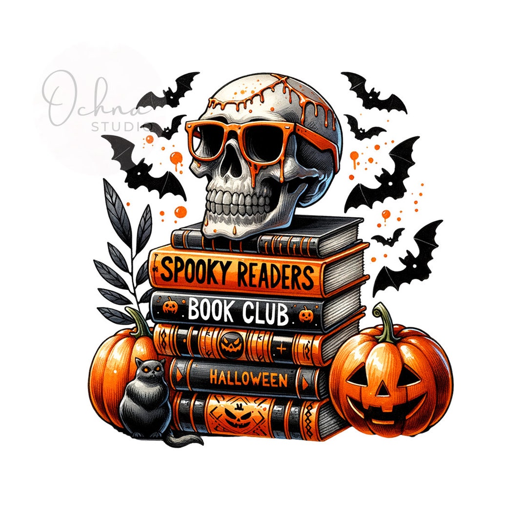 Spooky Reader Book Club PNG, Spooky Summer Skeleton Clipart, Halloween ...