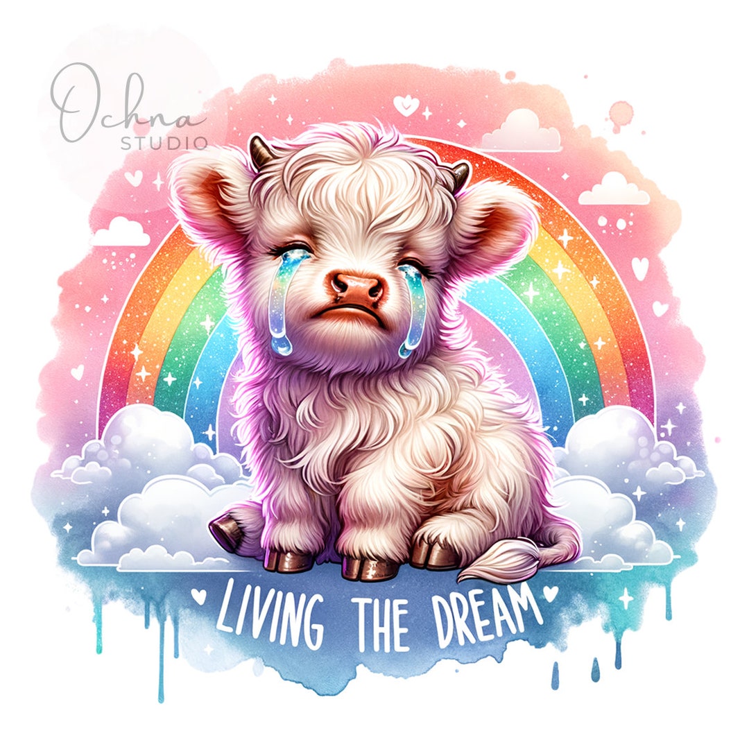Living the Dream PNG, Sarcastic Highland Cow Clipart, Sassy Heifer Cow ...