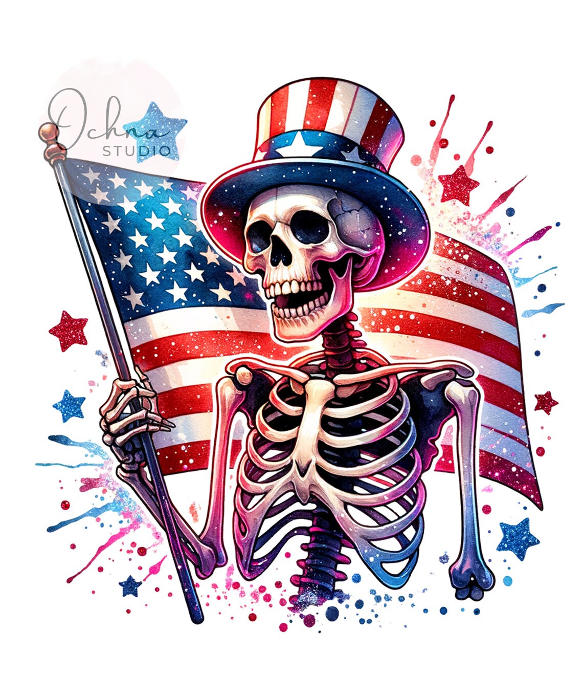 Patriotic Skeleton PNG, 4th of July Skeleton Clipart, July 4th ...