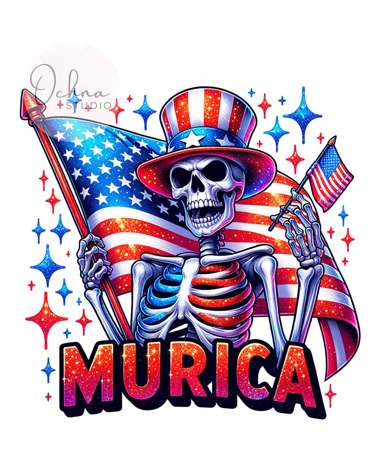 Murica PNG, Patriotic Skeleton PNG, 4th of July Skeleton, July 4th ...