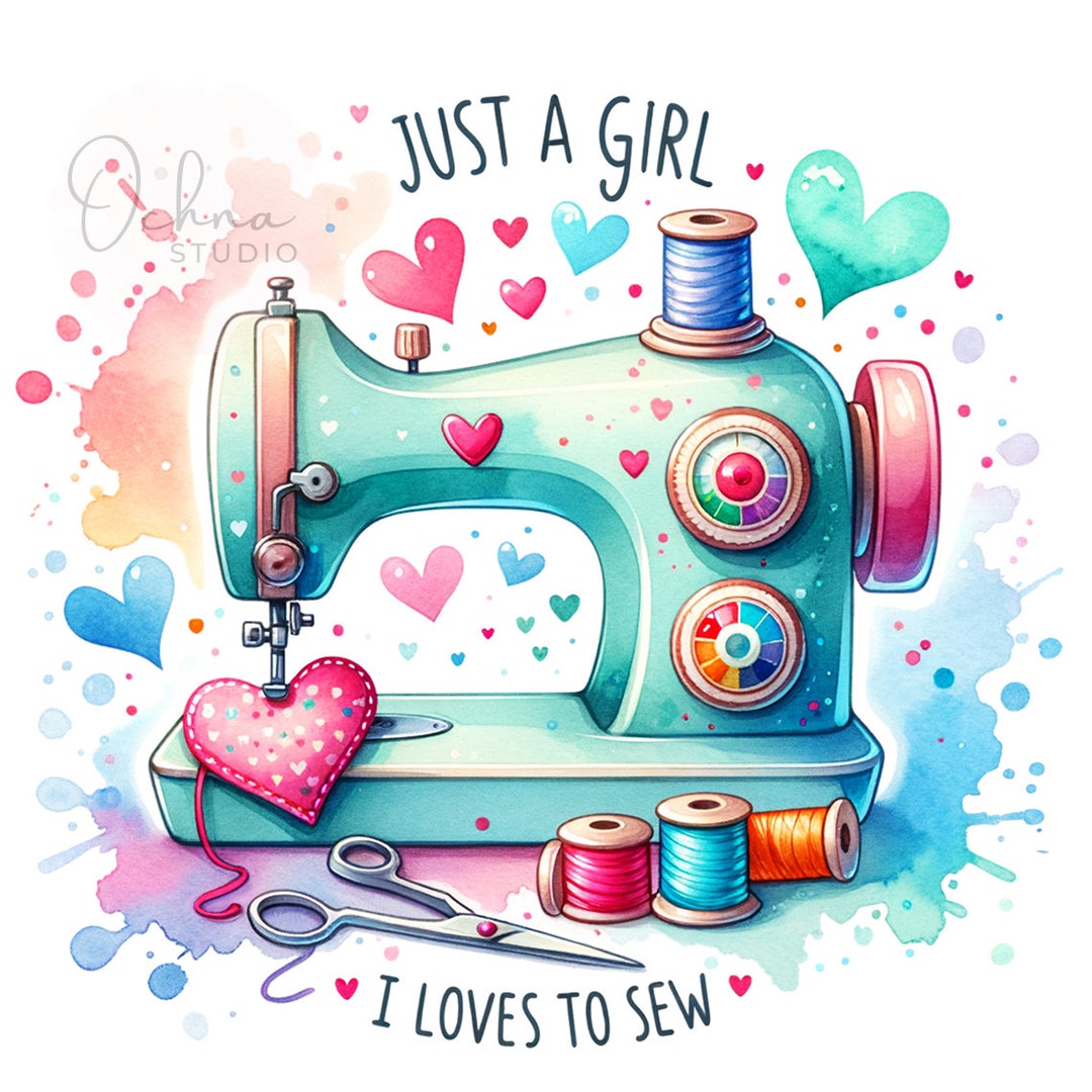 Sewing Machine PNG, Sewing Machine Clipart, Just A Woman Who Loves to ...