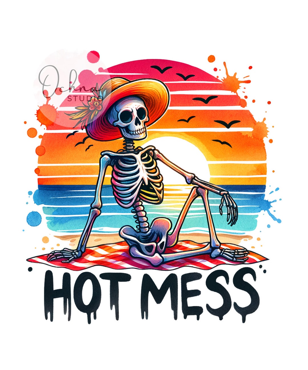 Hot Mess Skeleton PNG, Summer Skeleton Clipart, Beach Skeleton Clipart ...