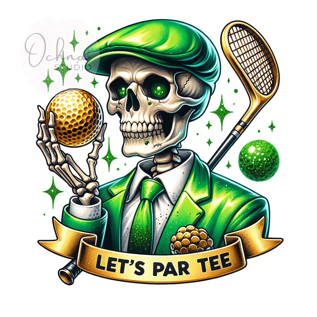 Let's Par Tee Clipart, Golf PNG, Spooky Golfer, Skeleton Golfing, Retro ...