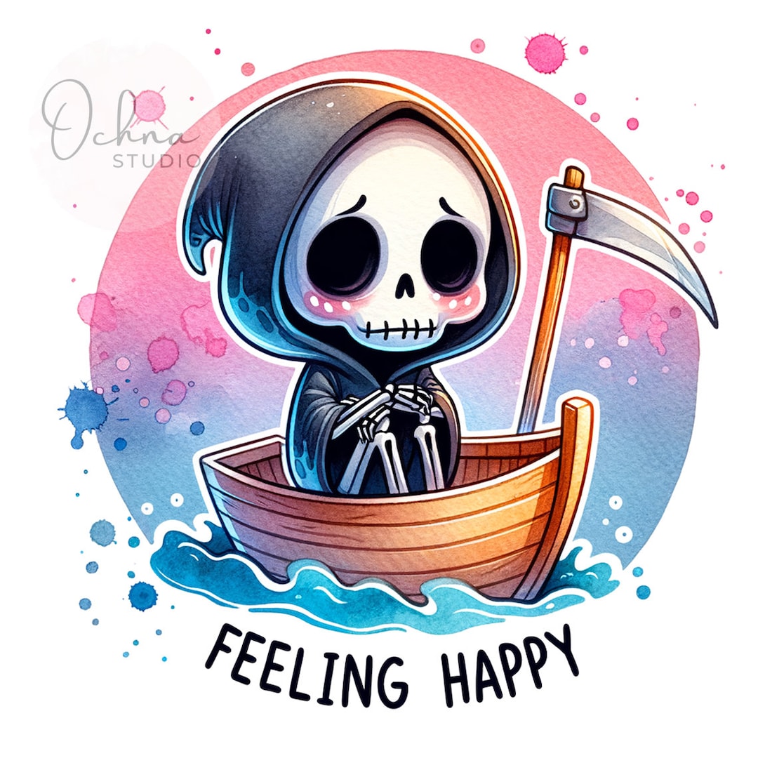Feeling Happy PNG, Grim Reaper, Boat Png, Snarky Skeleton Png, Beach ...