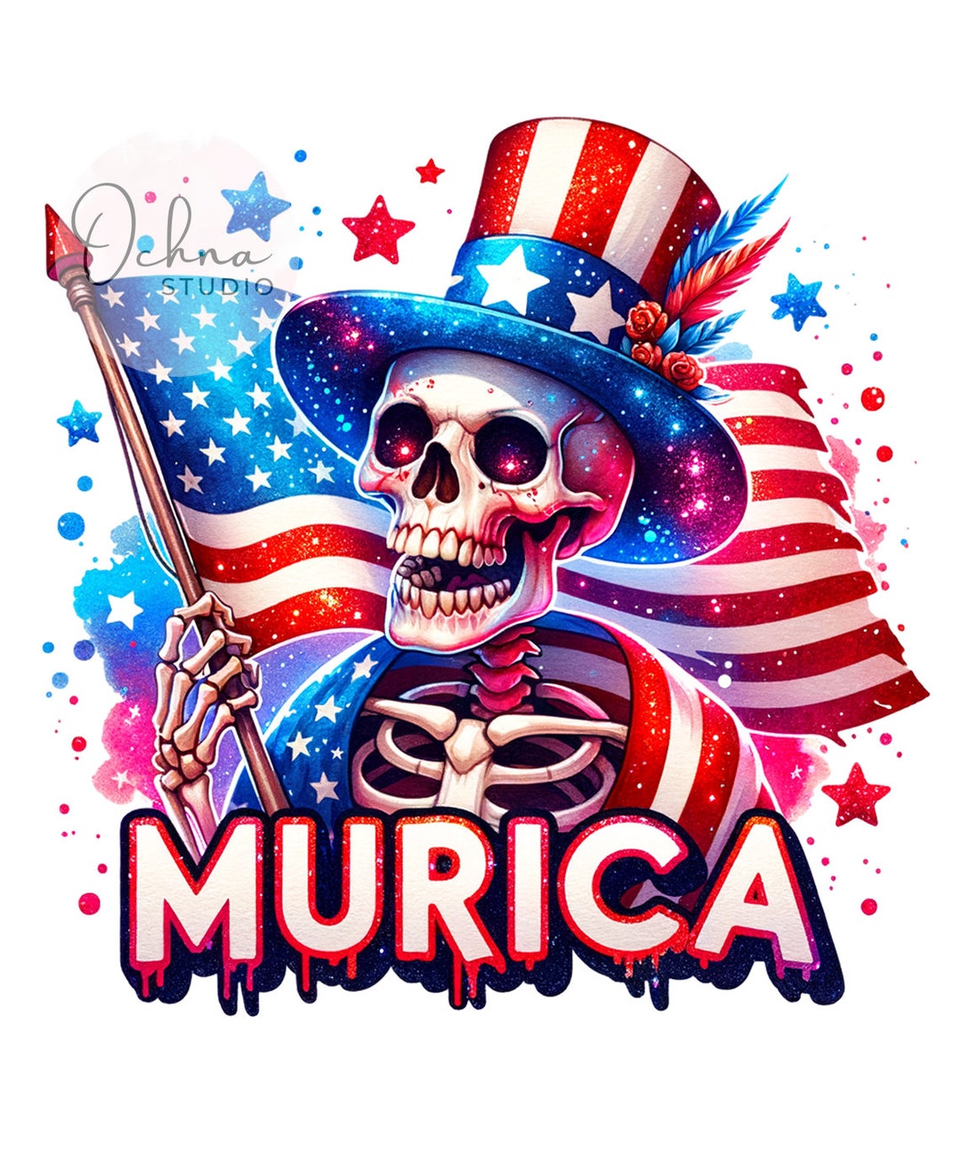 Murica PNG, Patriotic Skeleton PNG, 4th of July Skeleton, July 4th ...