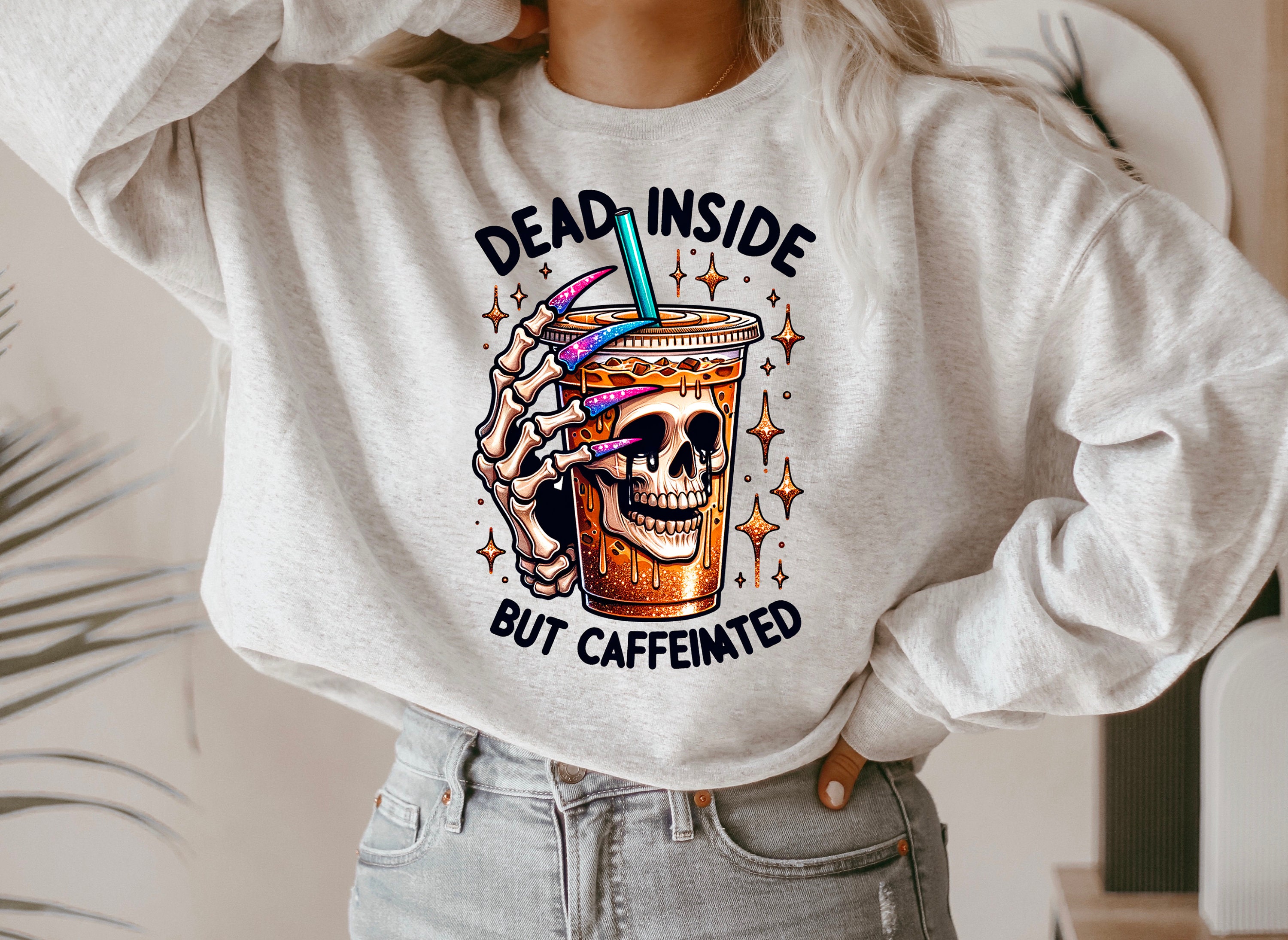 Dead Inside but Caffeinated PNG, Coffee PNG, Snarky Skeleton Png ...