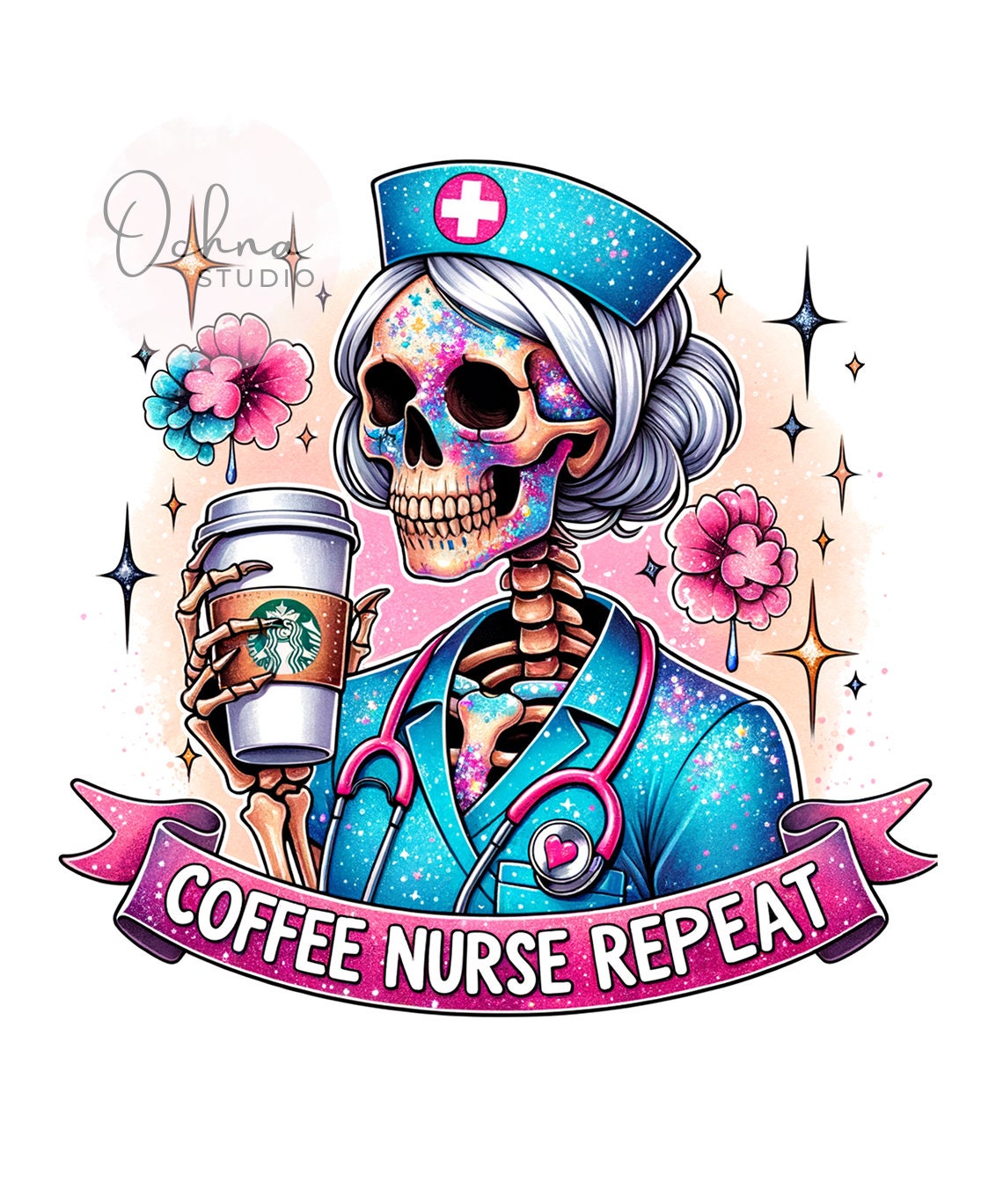 Coffee Nurse Repeat PNG, Skeleton Nurse Png, Future Nurse, Best Nurse ...
