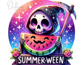 Spooky Summerween Clipart, Cute Summer Halloween, Summerween, Skeleton ...