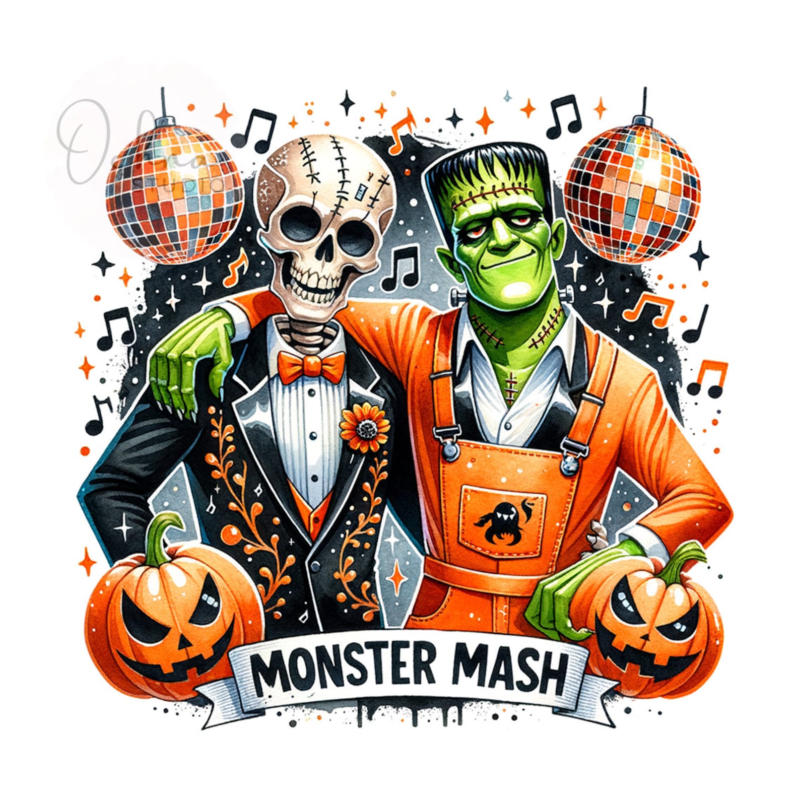 Monster Mash PNG, Spooky Halloween Clipart, Halloween Skeleton Monster ...