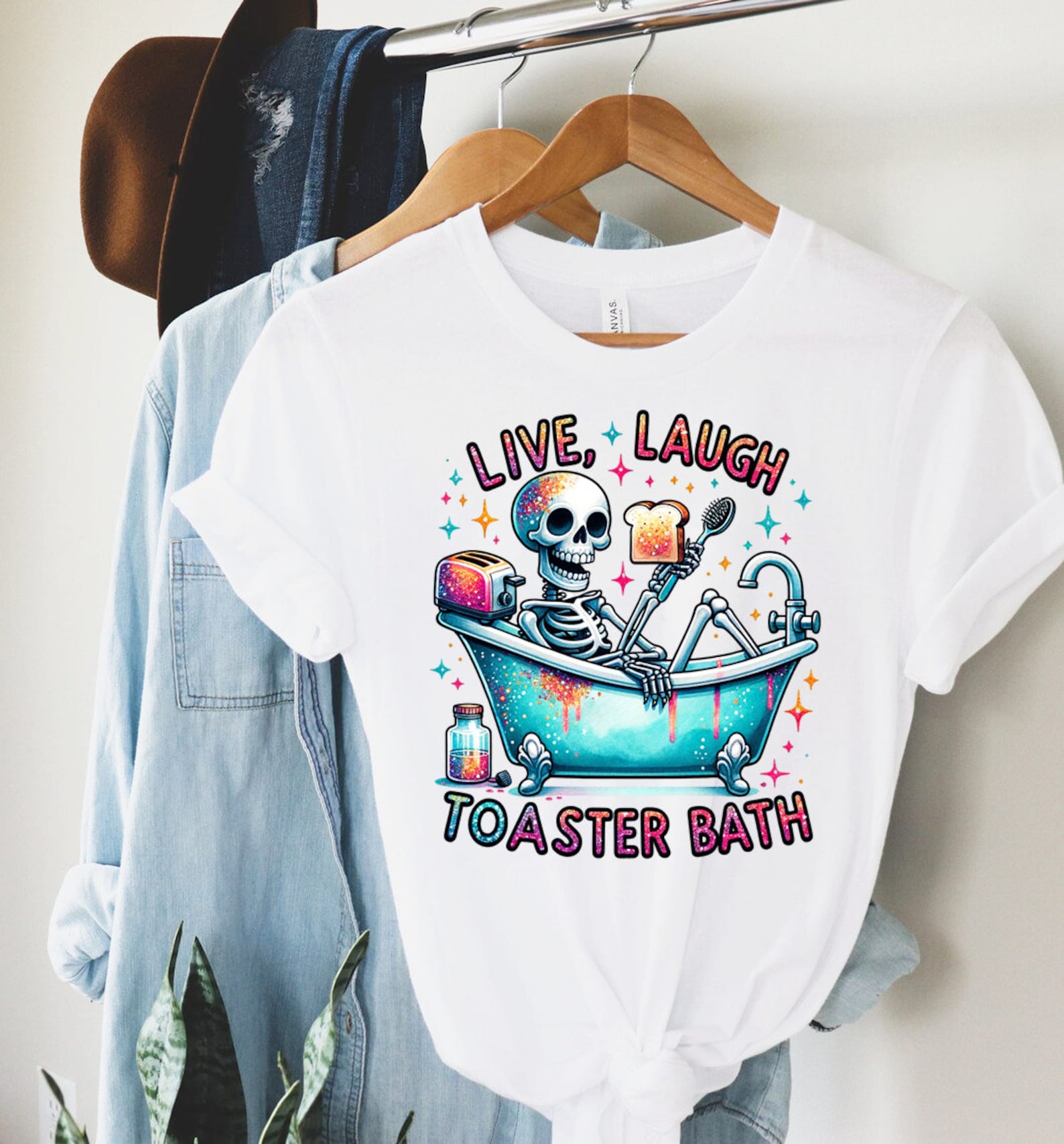 Live Laugh Toaster Bath PNG, Snarky Skeleton Clipart, Funny Skeleton ...