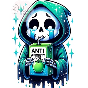 Anti Anxiety Juice PNG, Anxiety Skeleton Sublimation, Antisocial Png ...