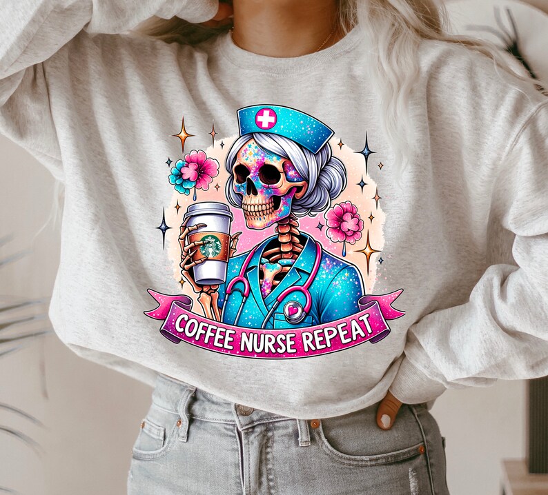 Coffee Nurse Repeat PNG, Skeleton Nurse Png, Future Nurse, Best Nurse ...