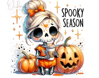 Spooky Summer Girl PNG, Spooky Skeleton Clipart, Spooky Summer Clipart ...