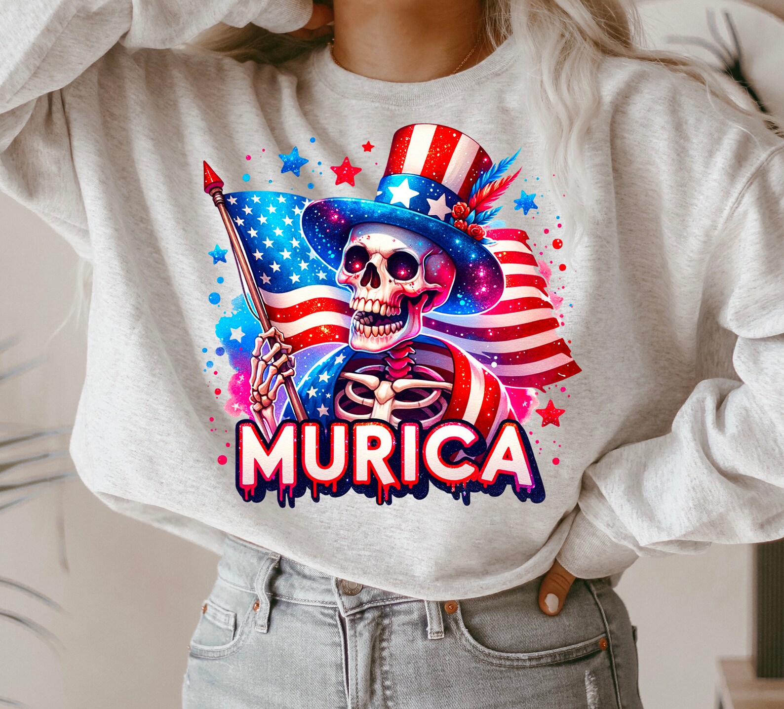 Murica PNG, Patriotic Skeleton PNG, 4th of July Skeleton, July 4th ...
