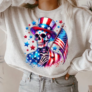 Patriotic Skeleton PNG, 4th of July Skeleton Clipart, July 4th ...