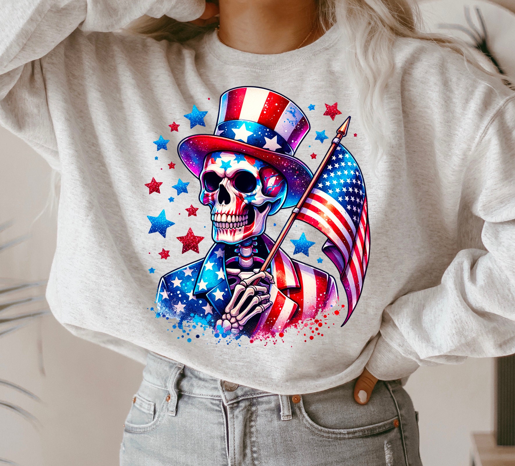 Patriotic Skeleton PNG, 4th of July Skeleton Clipart, July 4th ...