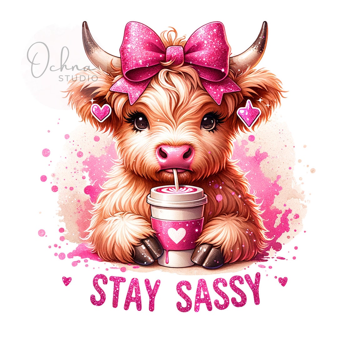 Stay Sassy Highland Cow PNG, Snarky Heifer Cow Clipart, Moody, Coffee ...