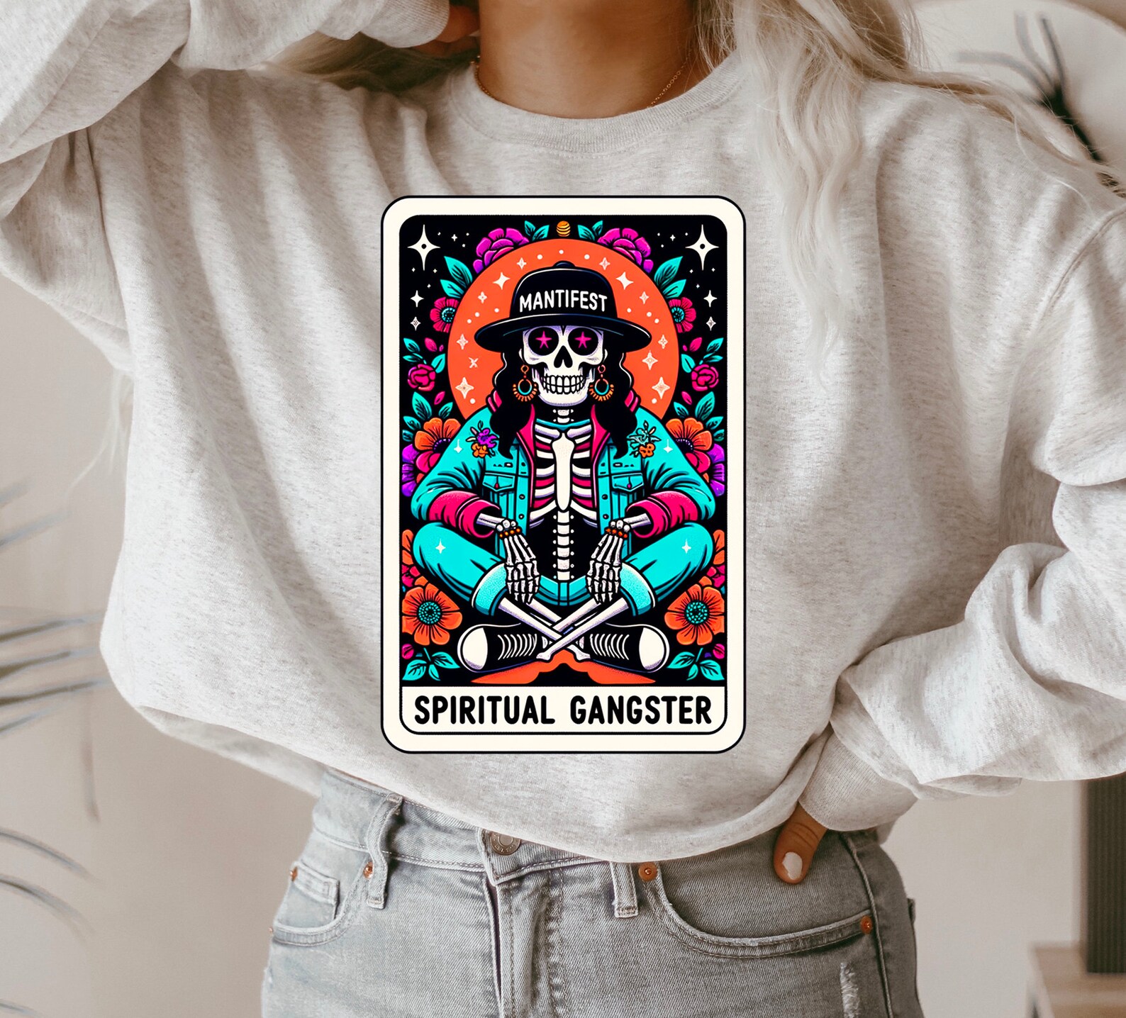 The Spiritual Gangster Funny Tarot Card PNG, Sarcastic Sweary Skeleton ...