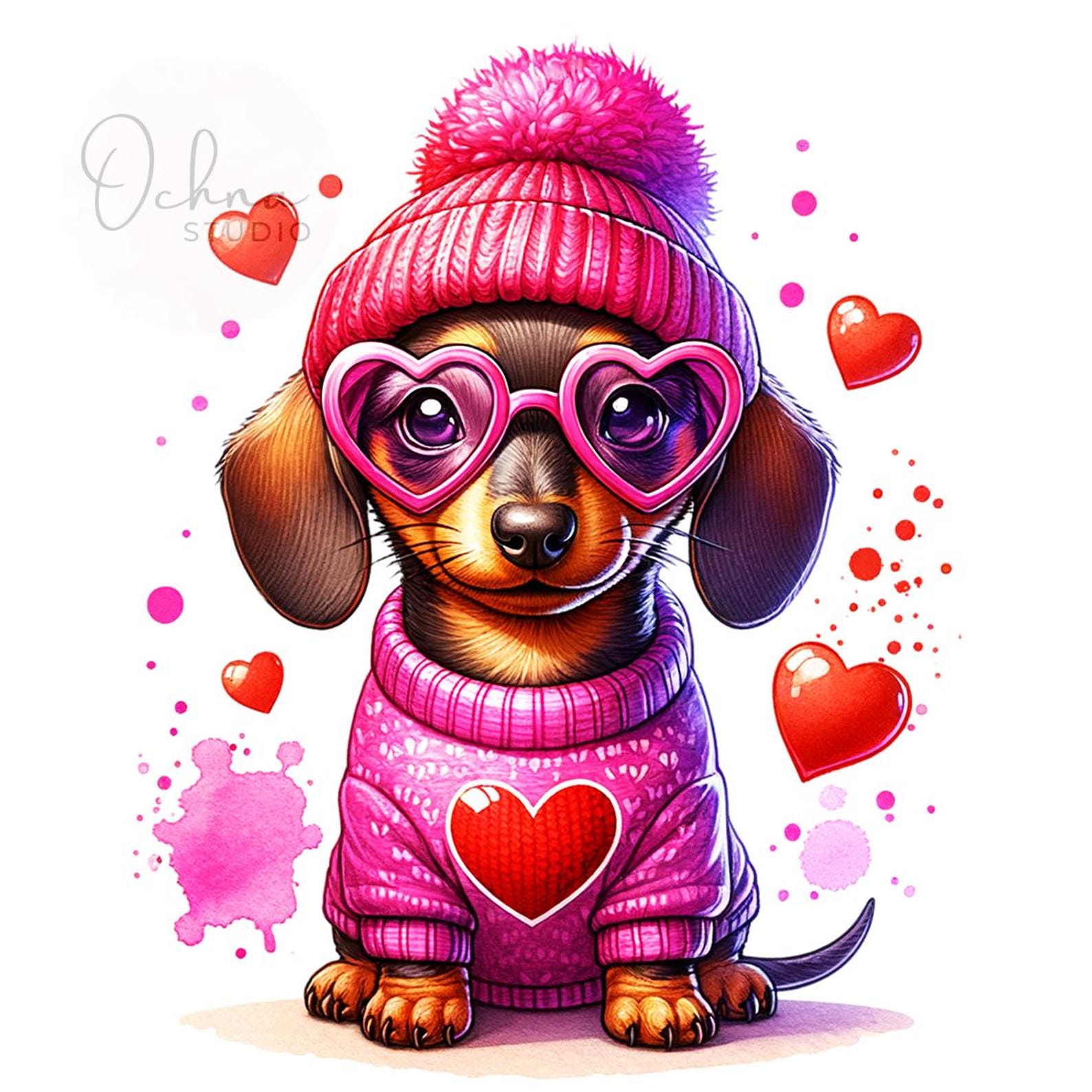Valentine Dachshund Dog PNG, Sausage Dog Png, Valentine's Day Dog Mom ...