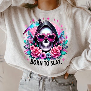 Born to Slay PNG, Snarky Skeleton Clipart, Bougie Skeleton PNG, Grim ...