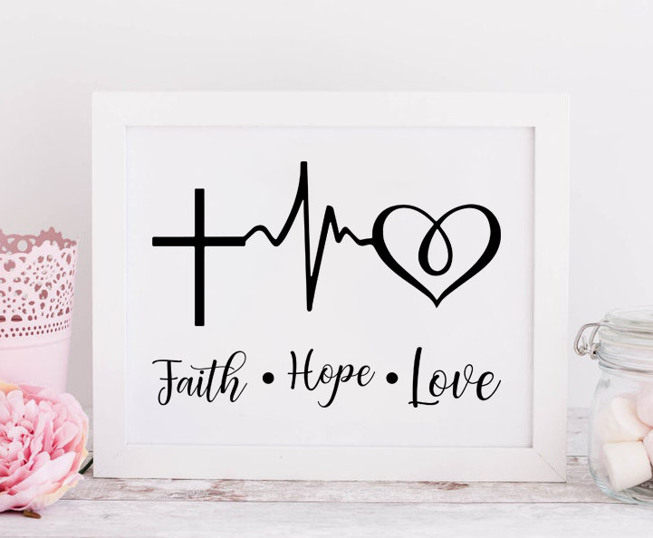 Faith Hope Love PNG SVG, Heartbeat Svg, Faith Cross, Easter Svg ...